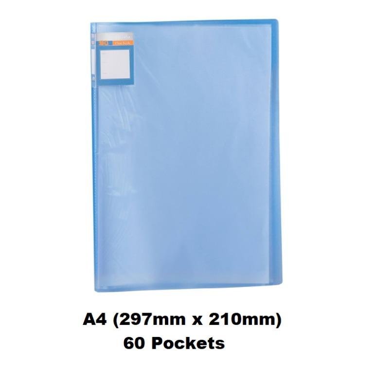 A4 Display Book Pocket 60 Pockets Clear Folder Students Booklet Large ...