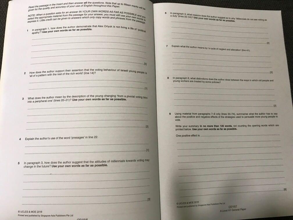 A-Level H1 General Paper TYS | Yearly Edition |2010-2019 | SAP ...