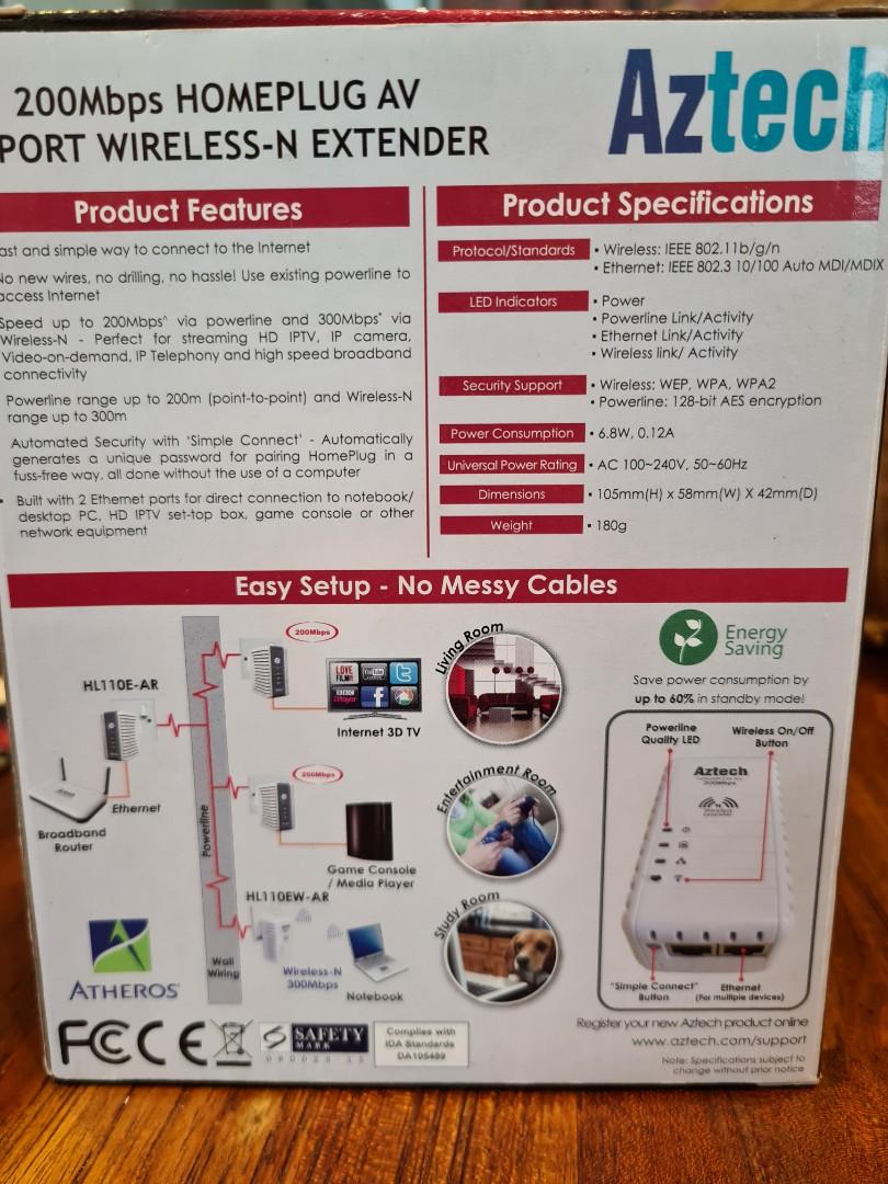 Aztech - Wireless-n Extender HL110EW-AR, Computers & Tech, Parts ...