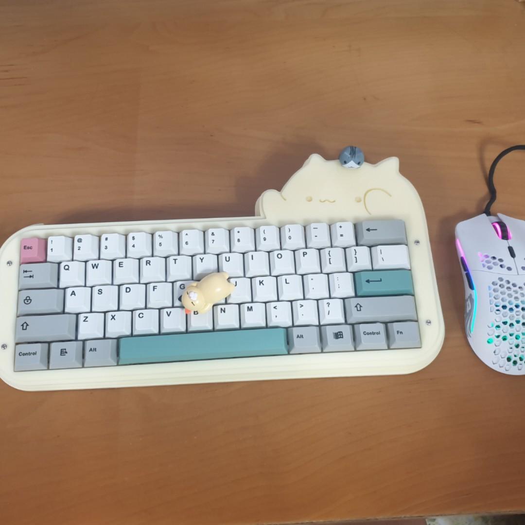 Cream Bongo60 Full Custom Mechanical Keyboard with lubed and modded ...