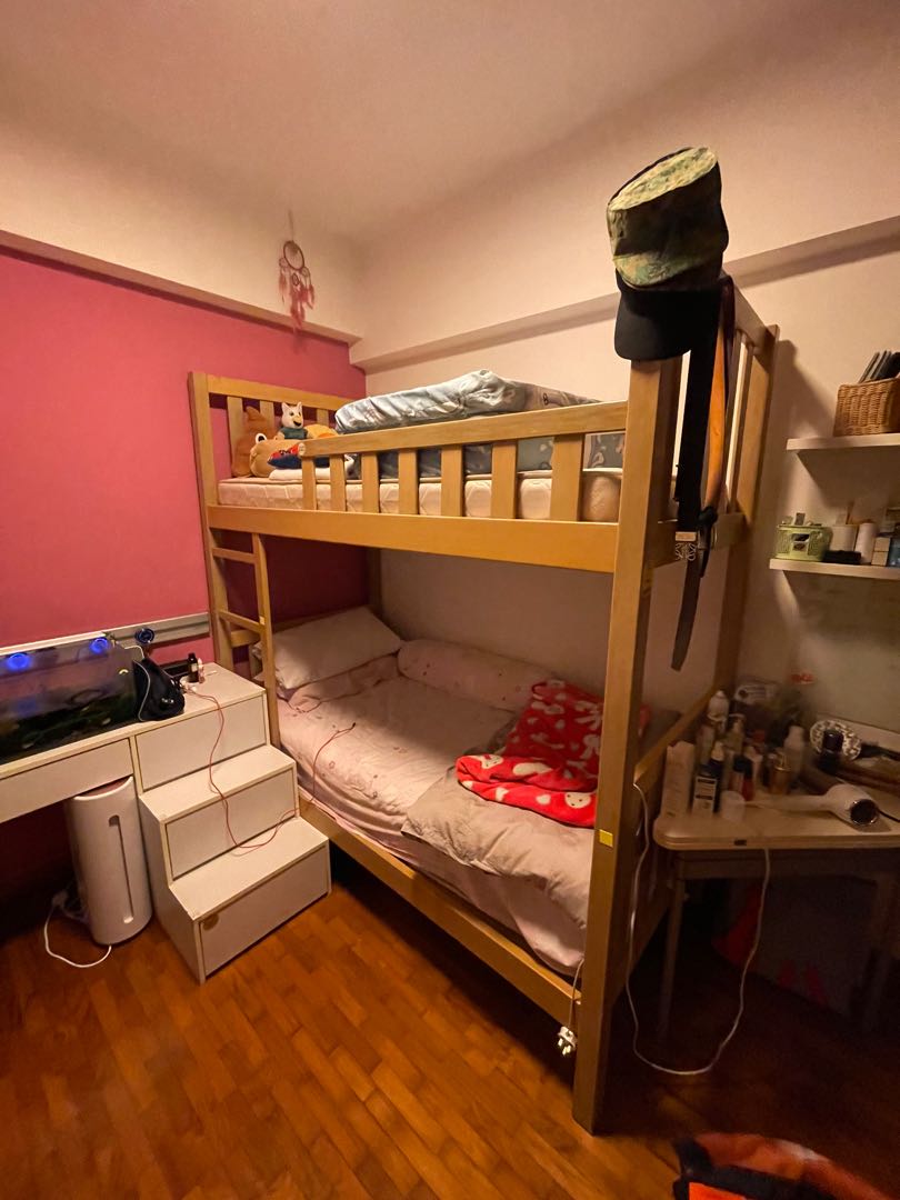 Custom made double deck bed, Furniture & Home Living, Furniture, Bed ...