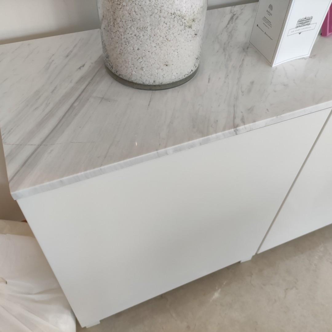 IKEA besta bar cabinet w marble, Furniture & Home Living, Furniture ...