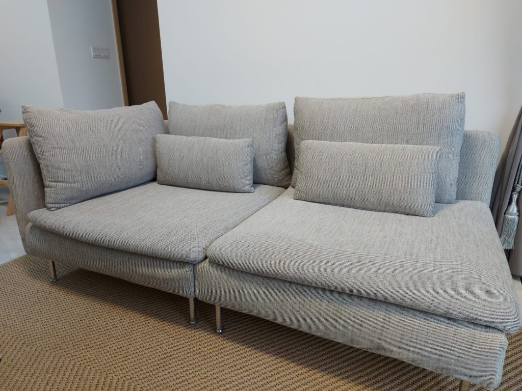 Ikea SÖDERHAMN 3-seat sofa, with open end/Viarp beige/brown, Furniture ...