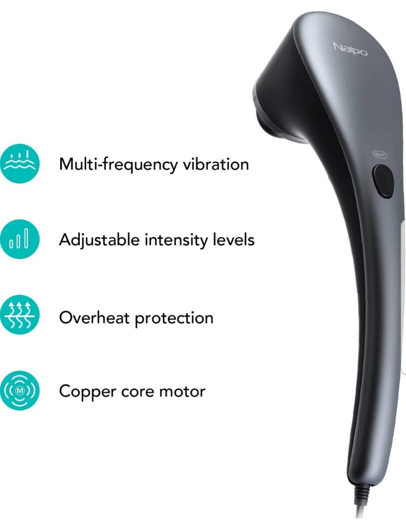 Naipo Handheld Percussion Massager with Heat MGPC-5000, Health & Nutrition, Massage Devices on ...