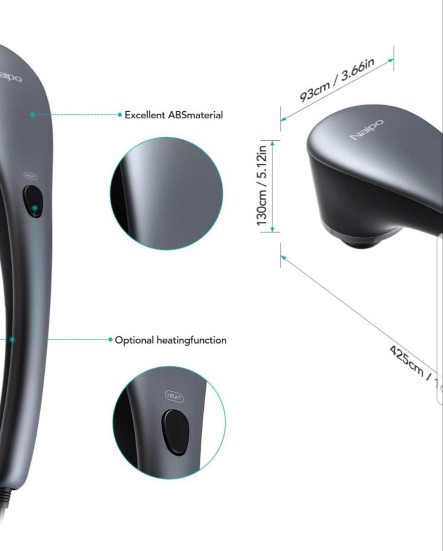 Naipo Handheld Percussion Massager with Heat MGPC-5000, Health & Nutrition, Massage Devices on ...