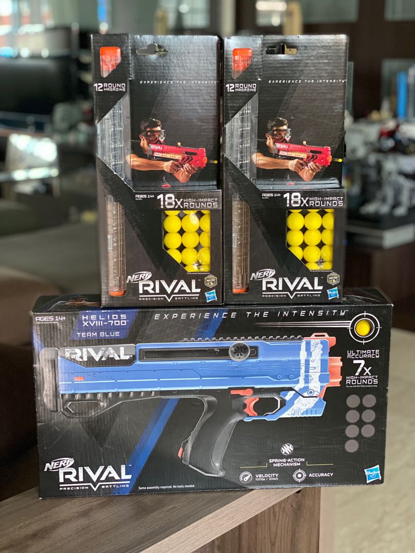Nerf Rival Helios (Blue team) + 2x Ammo pack, Hobbies & Toys, Toys ...