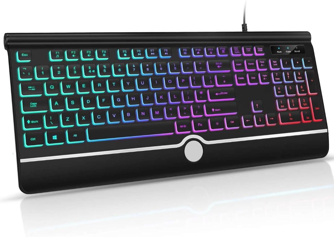 Wired Backlight Keyboard, Jelly Comb USB Wired Rainbow Illuminated ...