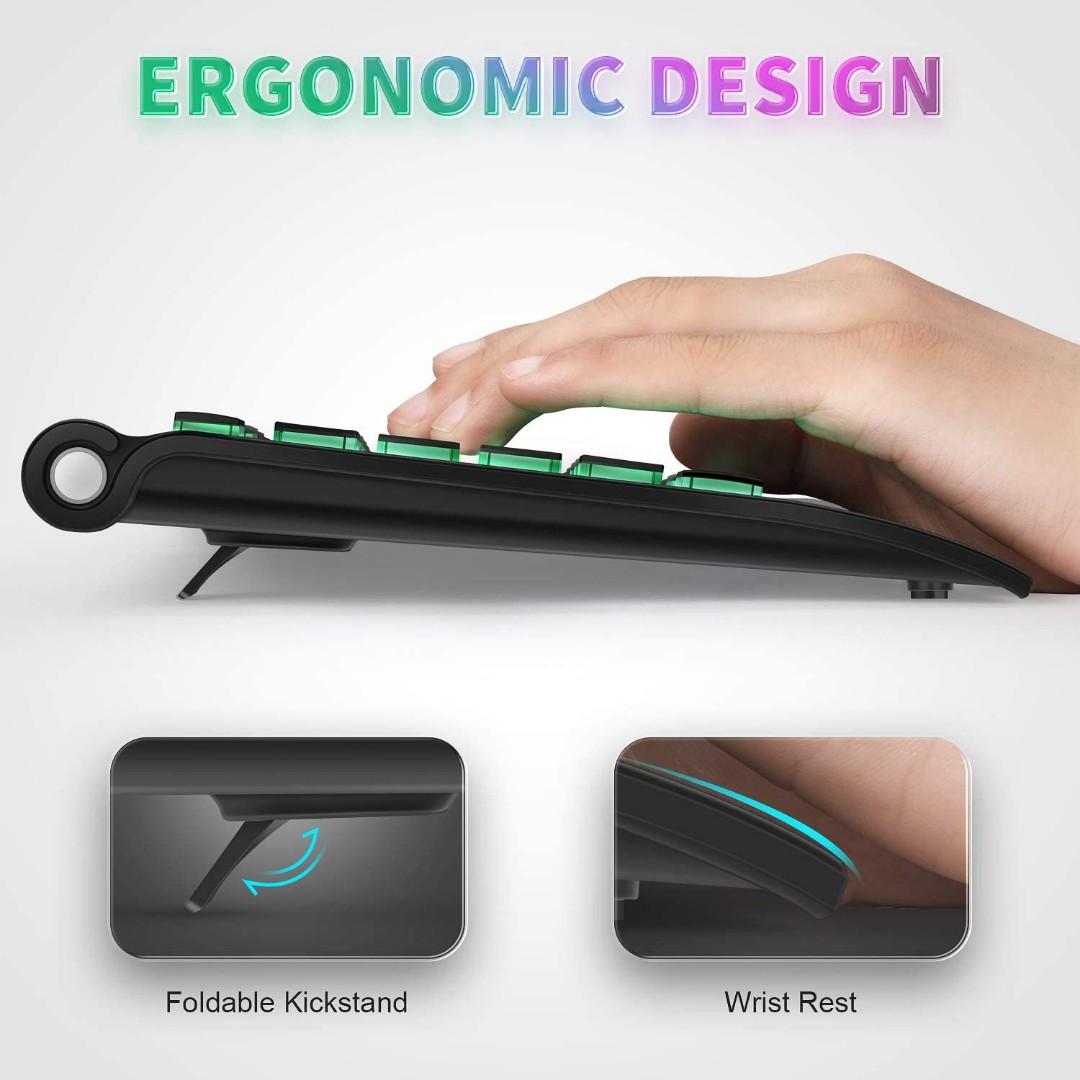 Wired Backlight Keyboard, Jelly Comb USB Wired Rainbow Illuminated ...