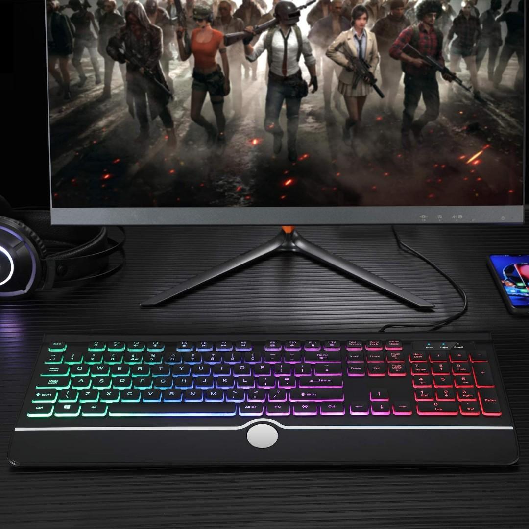 Wired Backlight Keyboard, Jelly Comb USB Wired Rainbow Illuminated ...