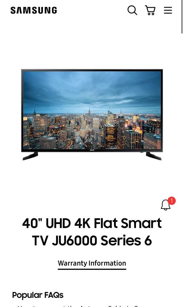 40 inch 4k flat smart tv samsung, TV & Home Appliances, TV ...