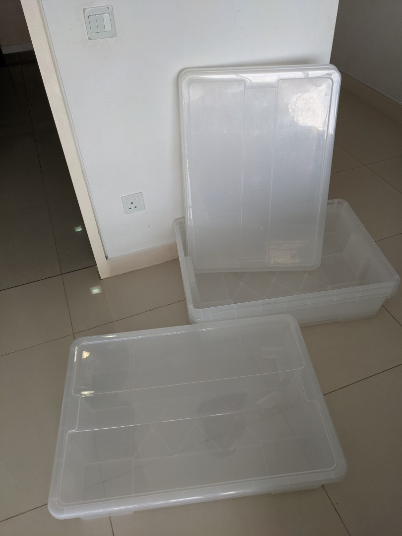 4 x IKEA Samla Storage boxes with lid, Furniture & Home Living, Home ...