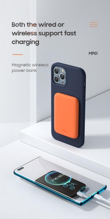 [Benks] 5000mAh Wireless MagSafe Portable Power Bank and Charger with Type-C PD 18W Magnetic For ...