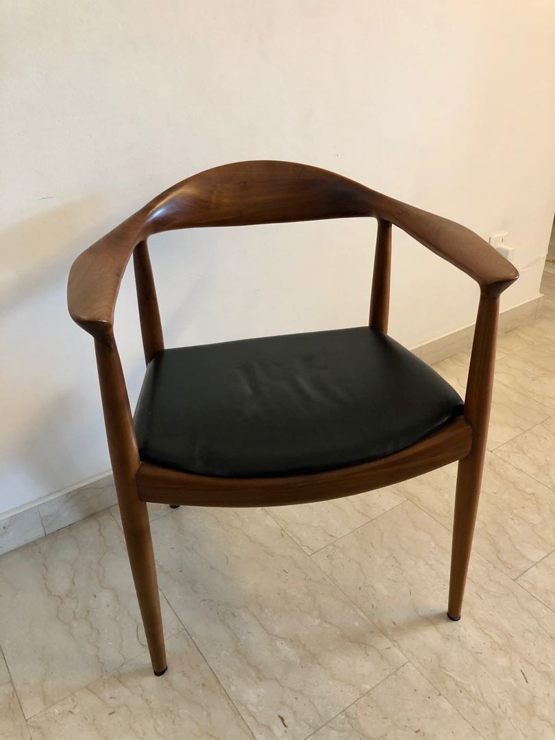 Chairman - dining chair , walnut wood with genuine leather, Furniture ...