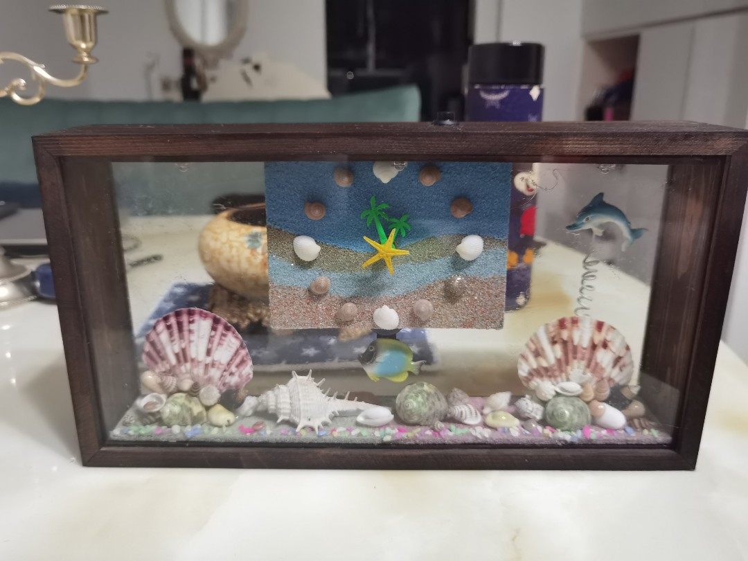 Handmade shell clock with light, Furniture & Home Living, Home Decor ...