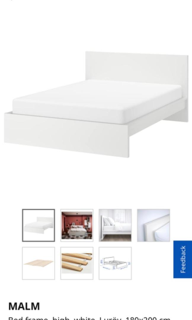 MALM IKEA bed frame 180 × 200, Furniture & Home Living, Furniture, Bed ...