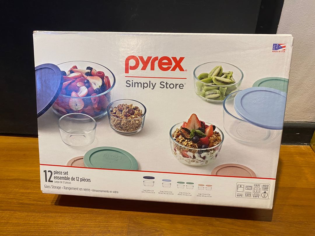 PYREX 12pc set glass storage with lids, Furniture & Home Living ...