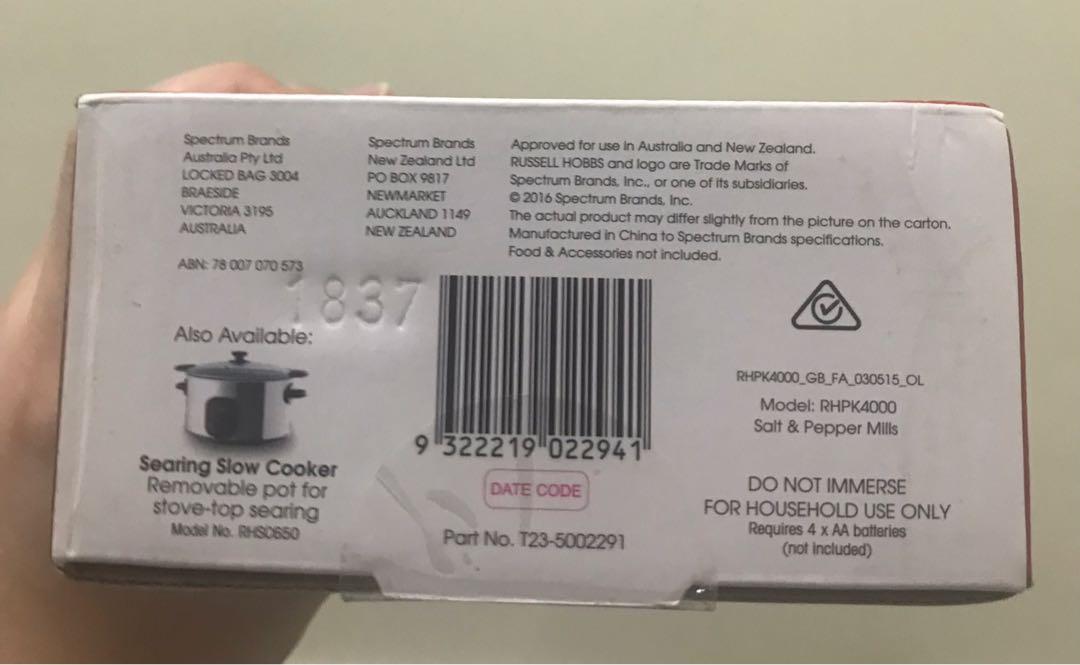 Russell Hobbs Salt & Pepper Mills / Grinder, Furniture & Home Living ...