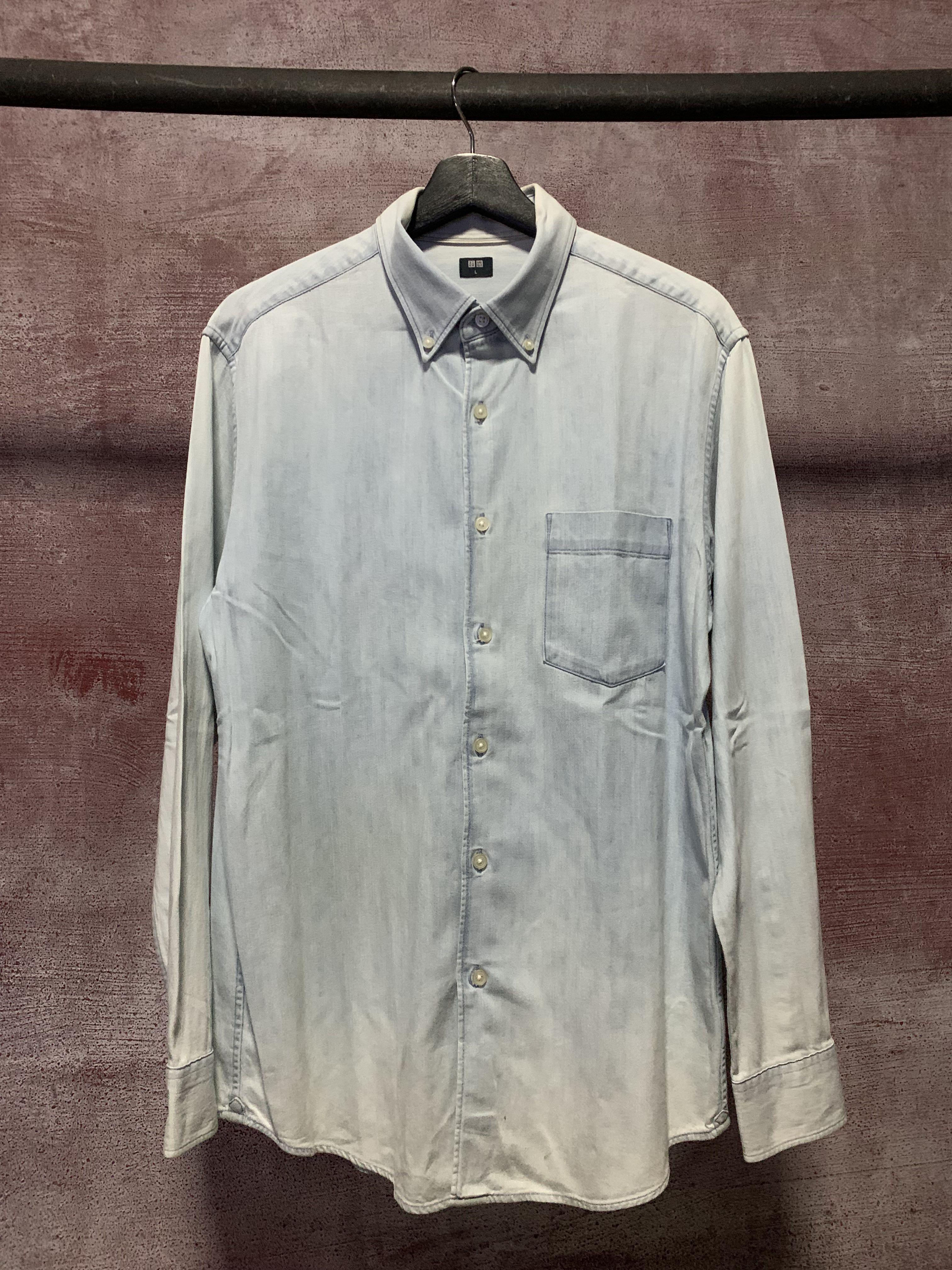 Uniqlo Denim Shirt, Men's Fashion, Tops & Sets, Formal Shirts on Carousell