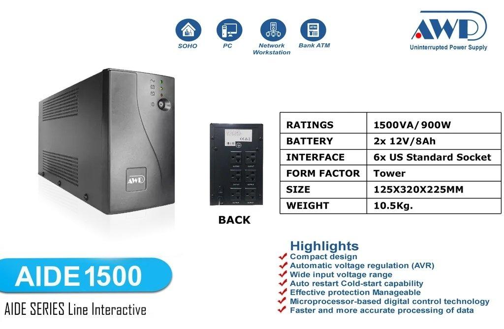 AWP AID1500 1500VA/900W UPS, Computers & Tech, Office & Business ...