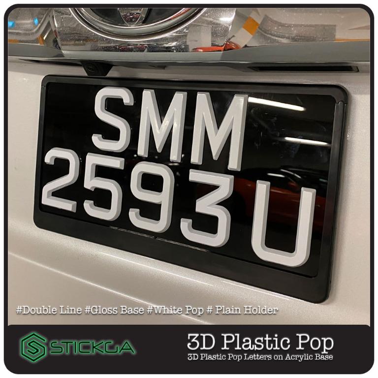 Car Plate | 3D White Plastic POP (LTA Compliant), Car Accessories, Car ...