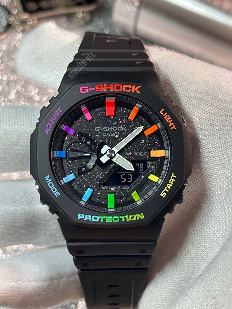 CASIO G-SHOCK Casioak GA-2100 Custom Rainbow G-SHOCK with GALAXY DIAL ...