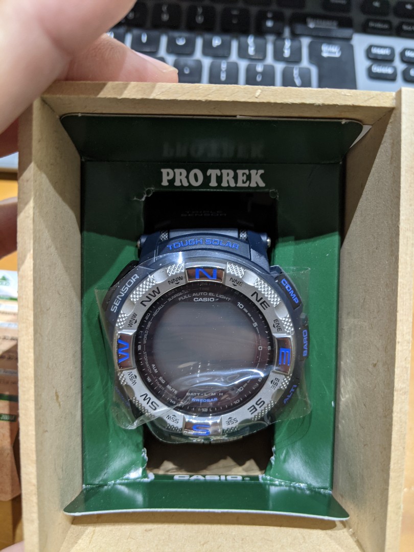Casio Pro Trek Tough Solar Navy Blue altimeter thermometer barometer ...