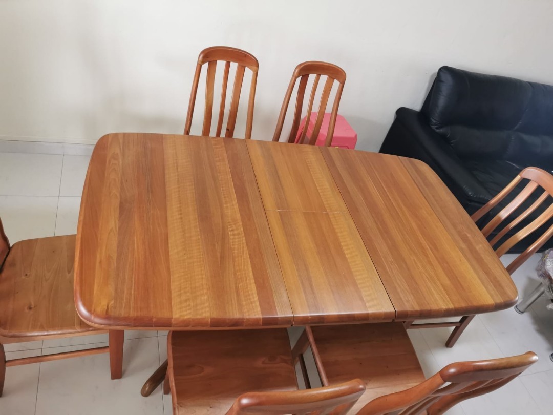 Expandable solid wood dining table, Furniture & Home Living, Furniture ...