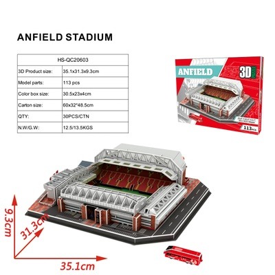 Liverpool Anfield 3D Stereoscopic Football Stadium Model Puzzle ...