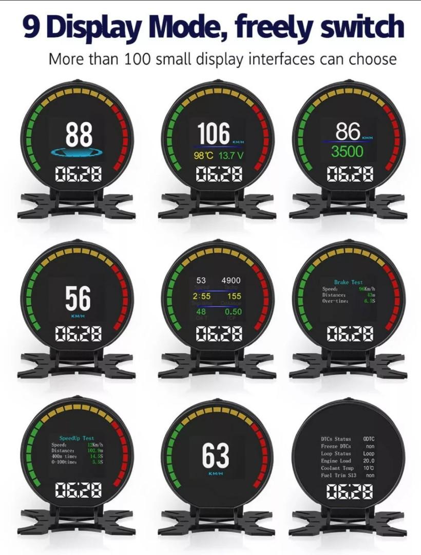 OBD2 Scanner Speed Boost Tachometer Gauge for European & Japanese Cars ...