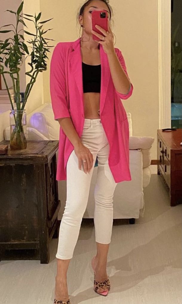Oversized Long Pink Jacket, Women's Fashion, Coats, Jackets and ...