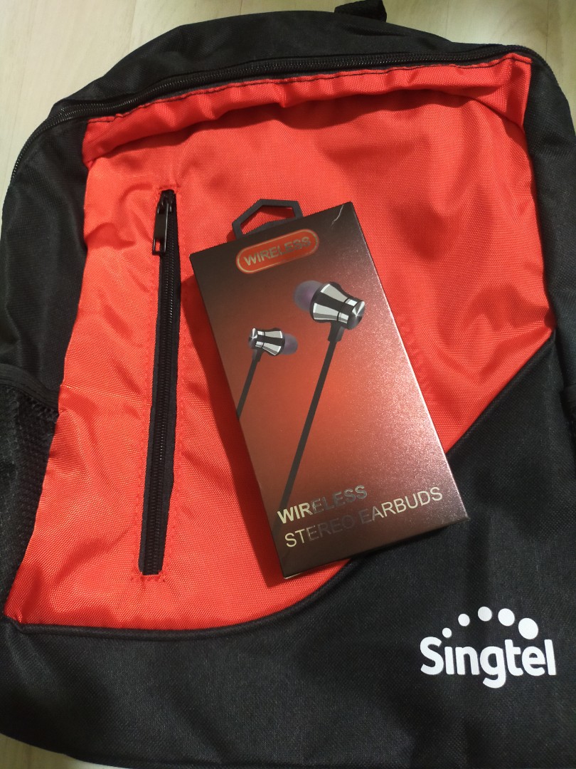 Singtel backpack + wireless earbuds, Men's Fashion, Bags, Backpacks on ...