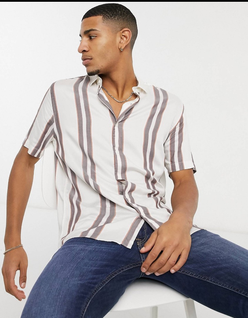 [Free Tracked Shipping] Topman shirt with stripe in pink, Men's Fashion ...