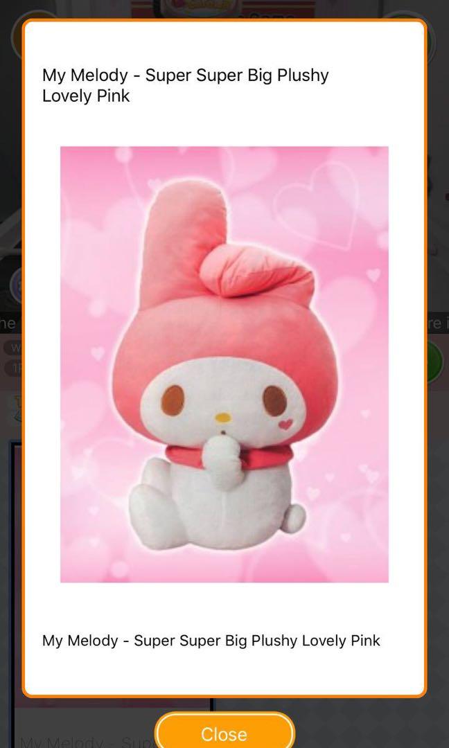 Toreba My Melody Lovely Pink Big Plush Plushy Plushie Soft Toy Doll ...