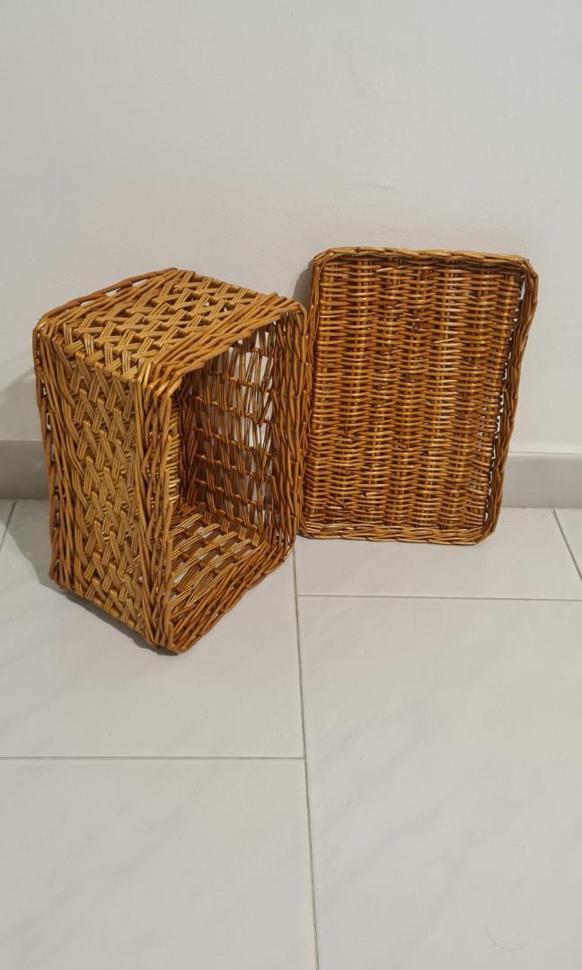 Wicket / Cane basket with Lid, Furniture & Home Living, Home ...