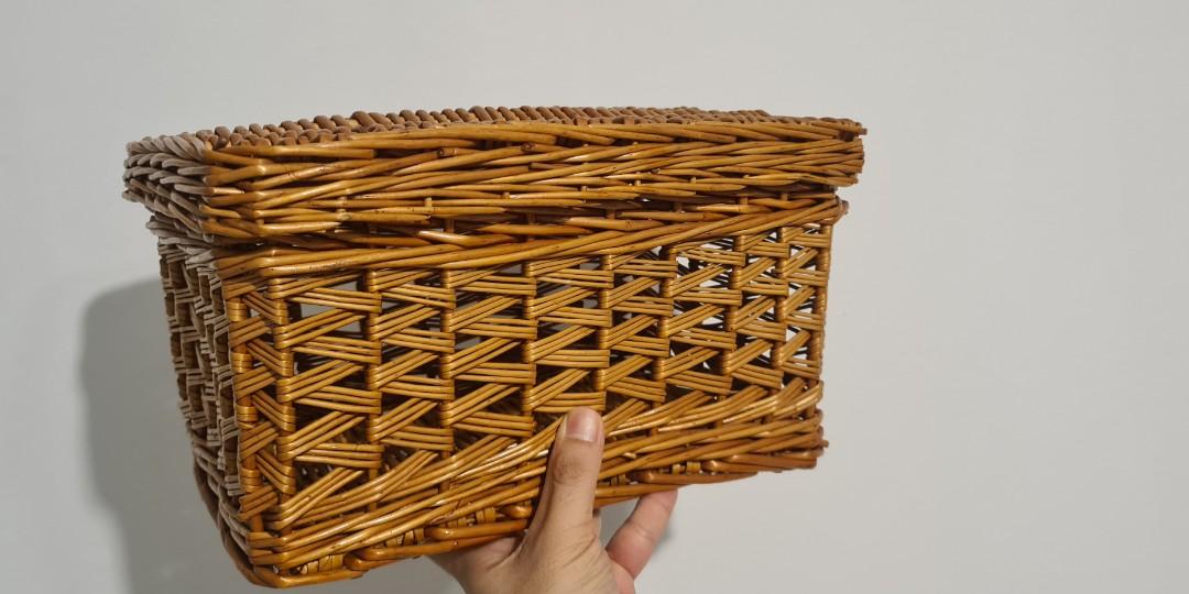 Wicket / Cane basket with Lid, Furniture & Home Living, Home ...