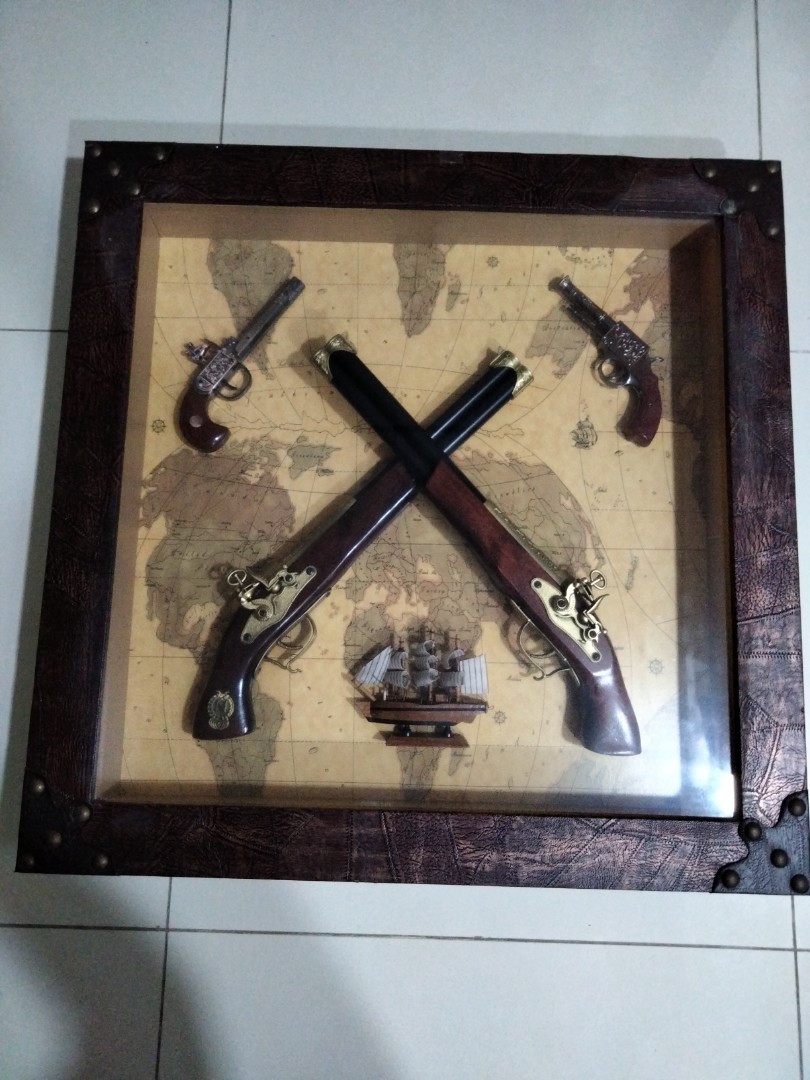 Antique 4 guns in big square frame, Furniture & Home Living, Home Decor ...