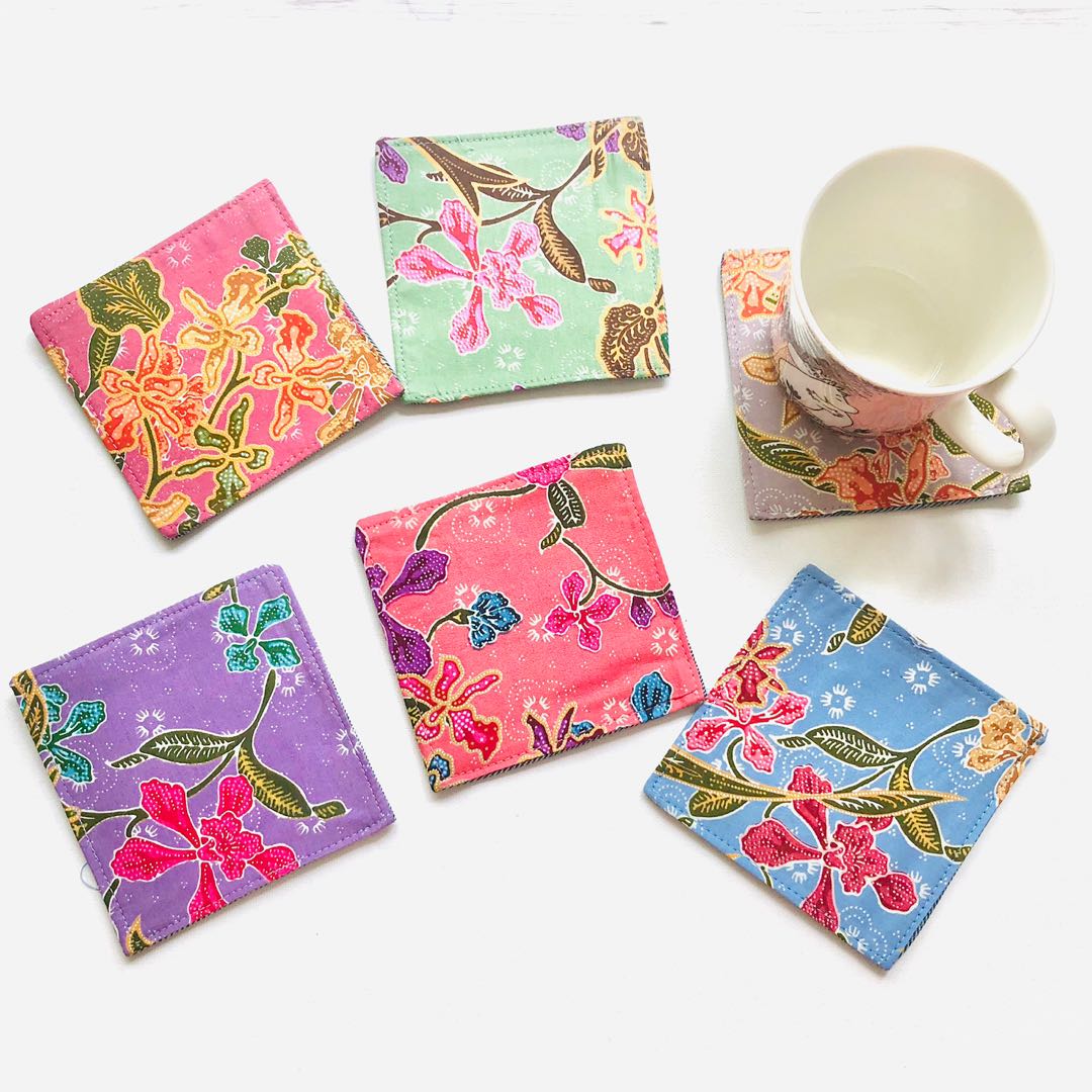 Batik Fabric Coasters Handmade in Singapore, Everything Else on Carousell