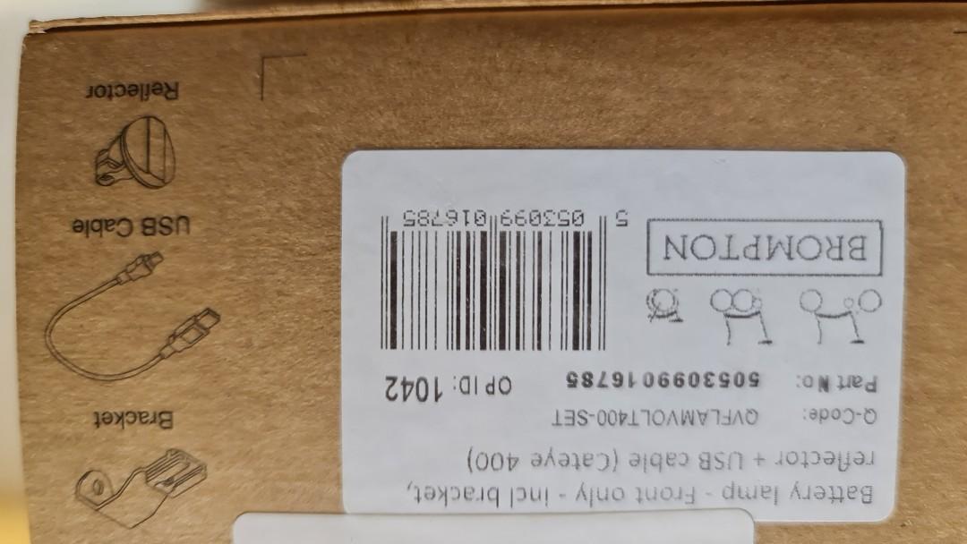 Brompton Cat Eye Volt 400 light w bracket and reflector, Sports ...