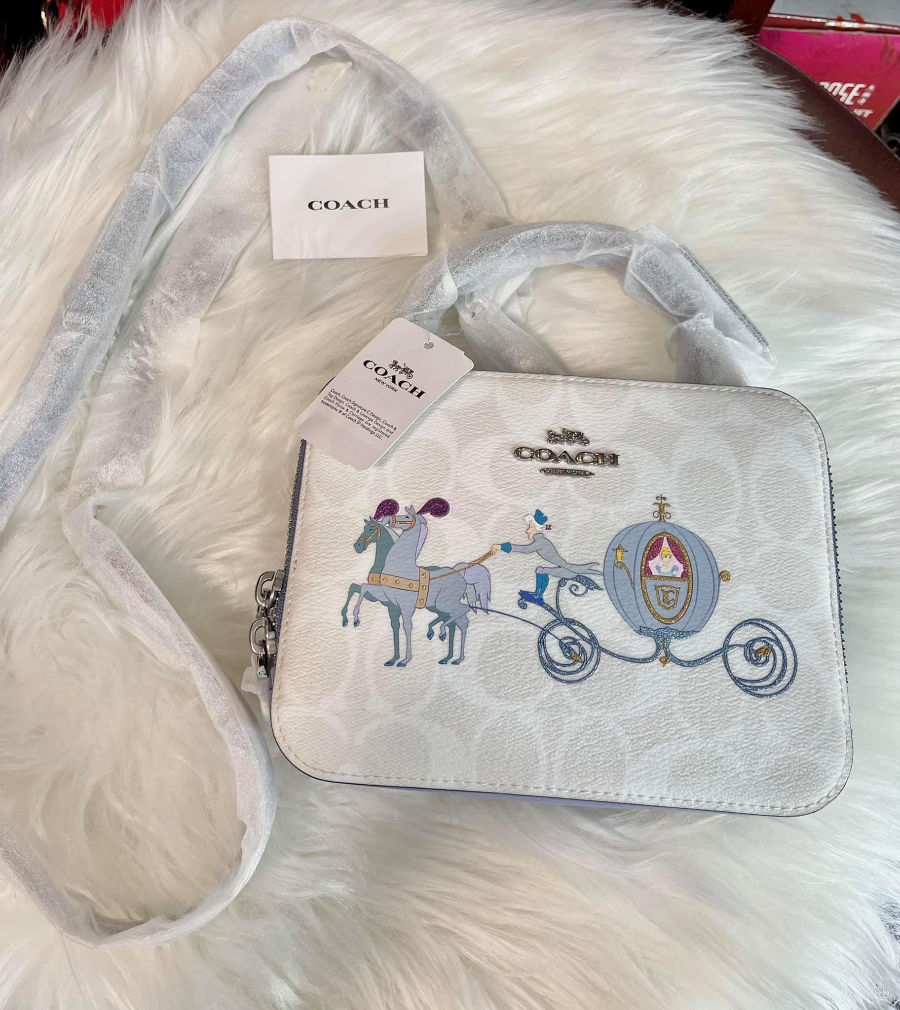 Coach X Disney Canvas with Cinderella cross body sling bag, Women's ...