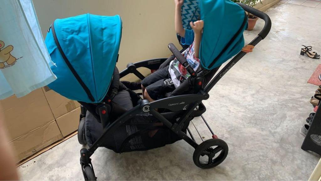 Contour Double seat stroller with 2 trays, Babies & Kids, Going Out ...