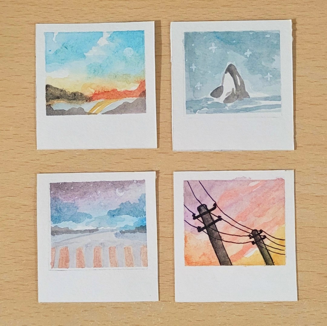 Customised Card - Tiny Polaroids - Name Watercolour Calligraphy Card ...