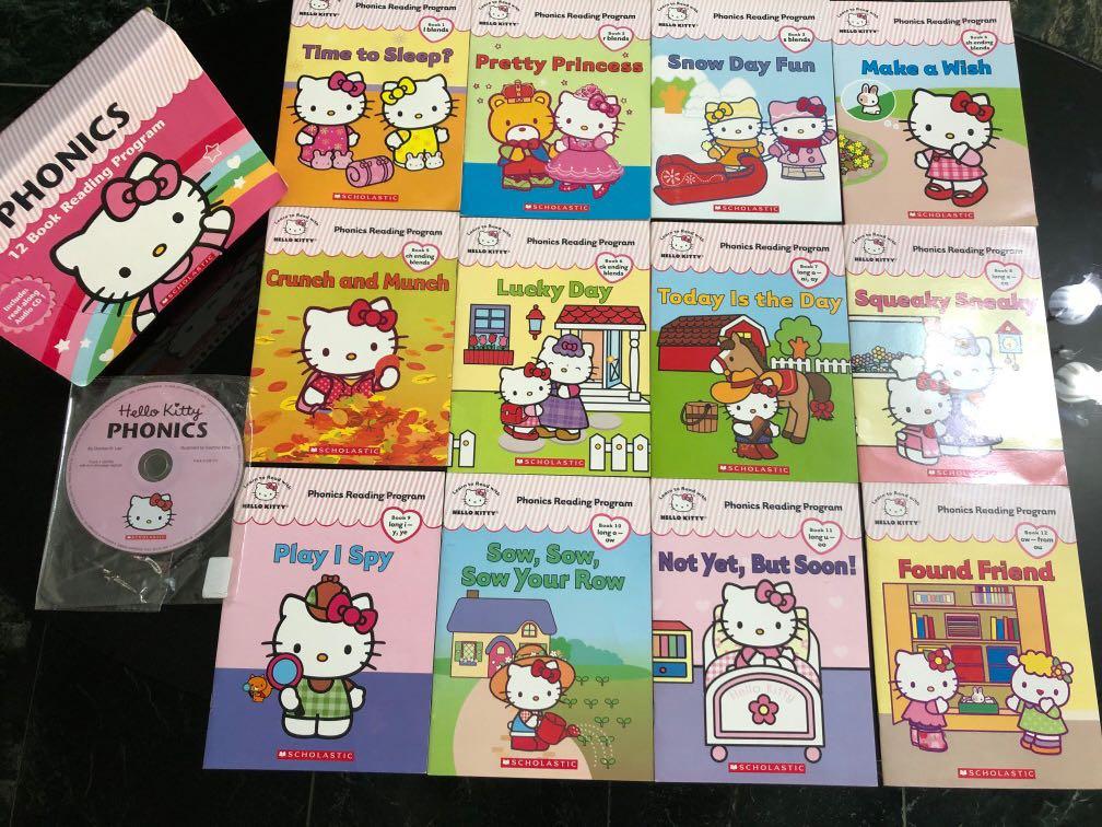 Hello Kitty Phonics Pink Box Set 12 book reading program, Hobbies ...