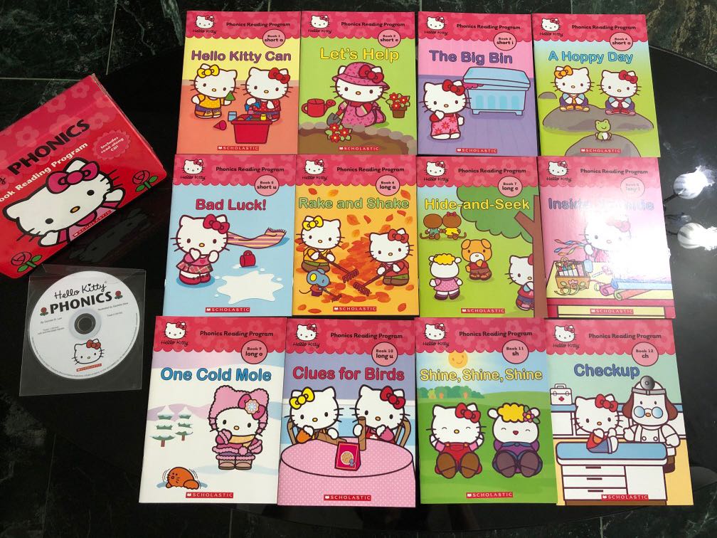 Hello Kitty Phonics Red Box Set 12 book reading program, Hobbies & Toys ...