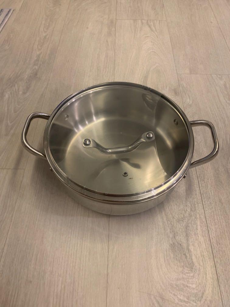 Lagostina 26CM Stainless Steel Shallow Pan with Lid, Furniture & Home ...