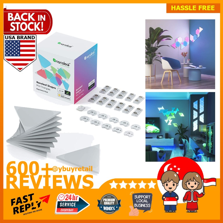 Nanoleaf Shapes Mini Triangles Light Panel Expansion Kit (10 Panels), Everything Else on Carousell