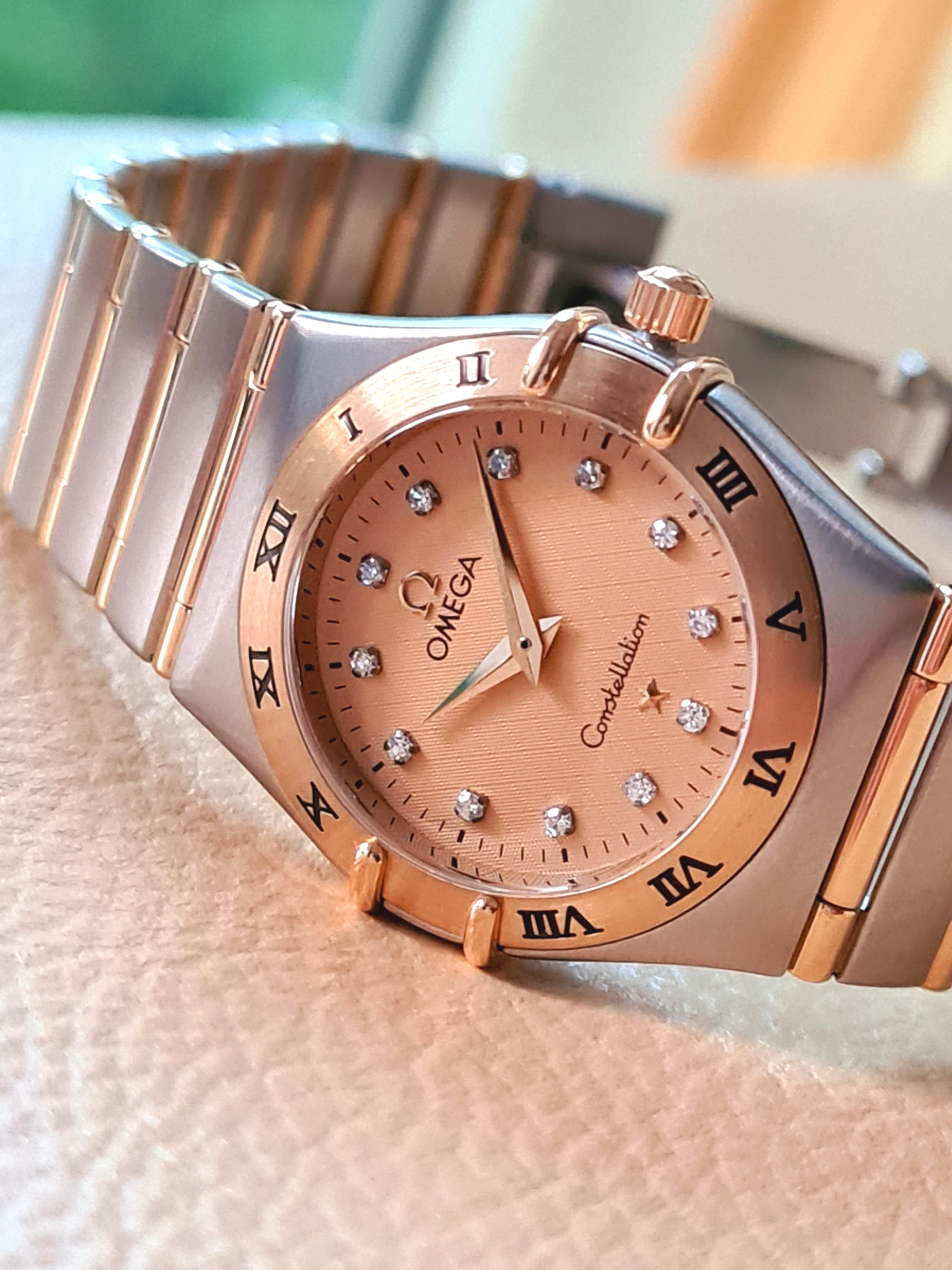 Omega Constellation Diamonds Gold Dial Ladies Quartz 25.5mm, Luxury ...