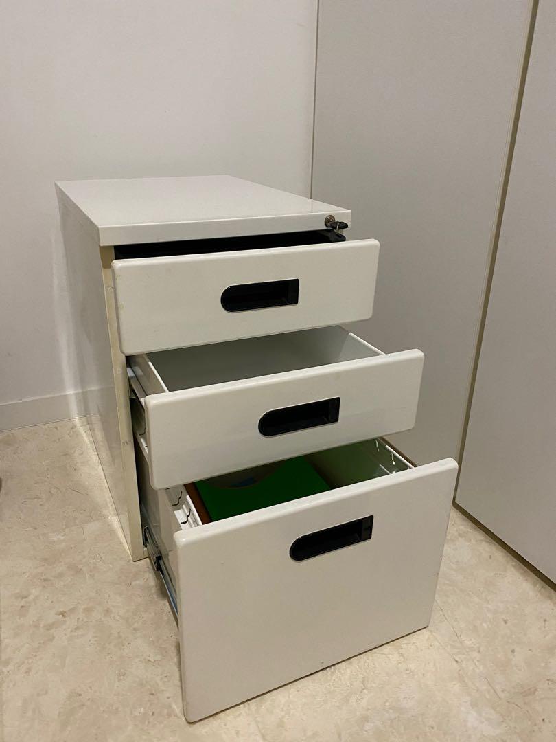 Pedestal side table drawer 3 tier file cabinet, Furniture & Home Living ...