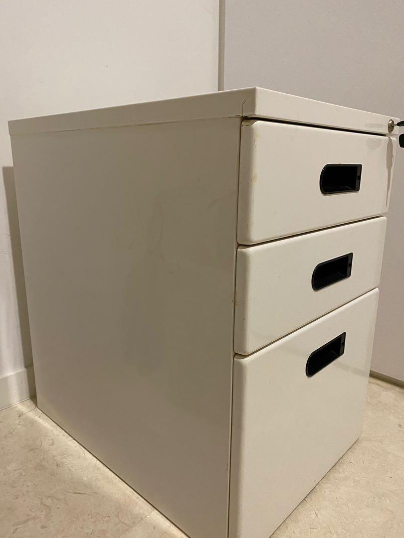 Pedestal side table drawer 3 tier file cabinet, Furniture & Home Living ...