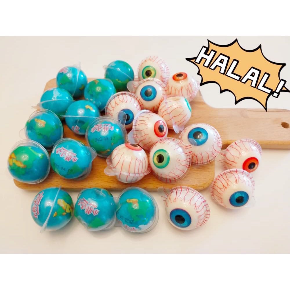 Ready Stock 🔥HALAL🔥 3D Planet Earth Bumi Eyeball Mata Soft Fruit Gummi With Fruity Center Gummy ...