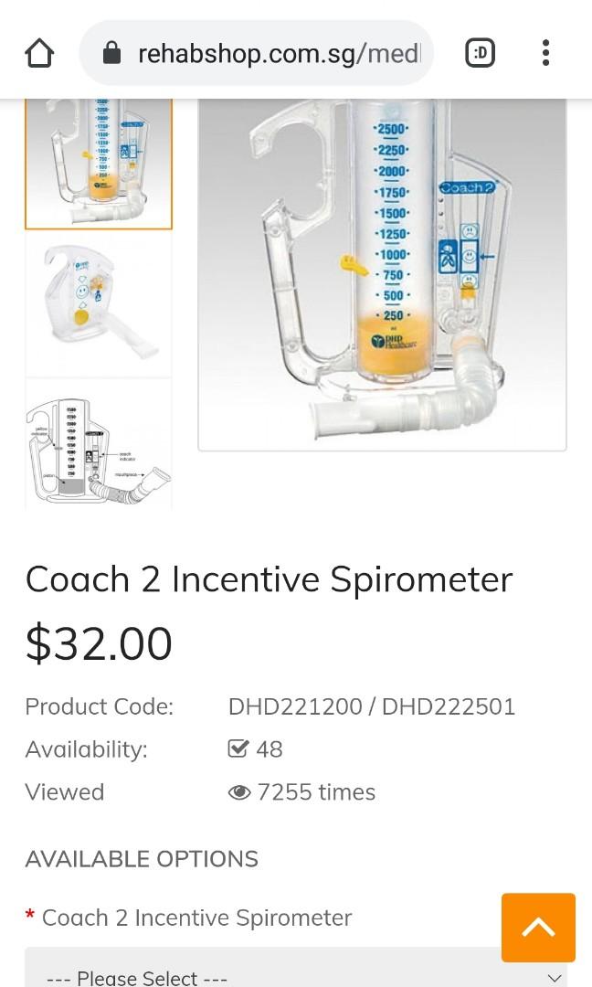 Coach 2 Intensive Spirometer, Health & Nutrition, Assistive ...